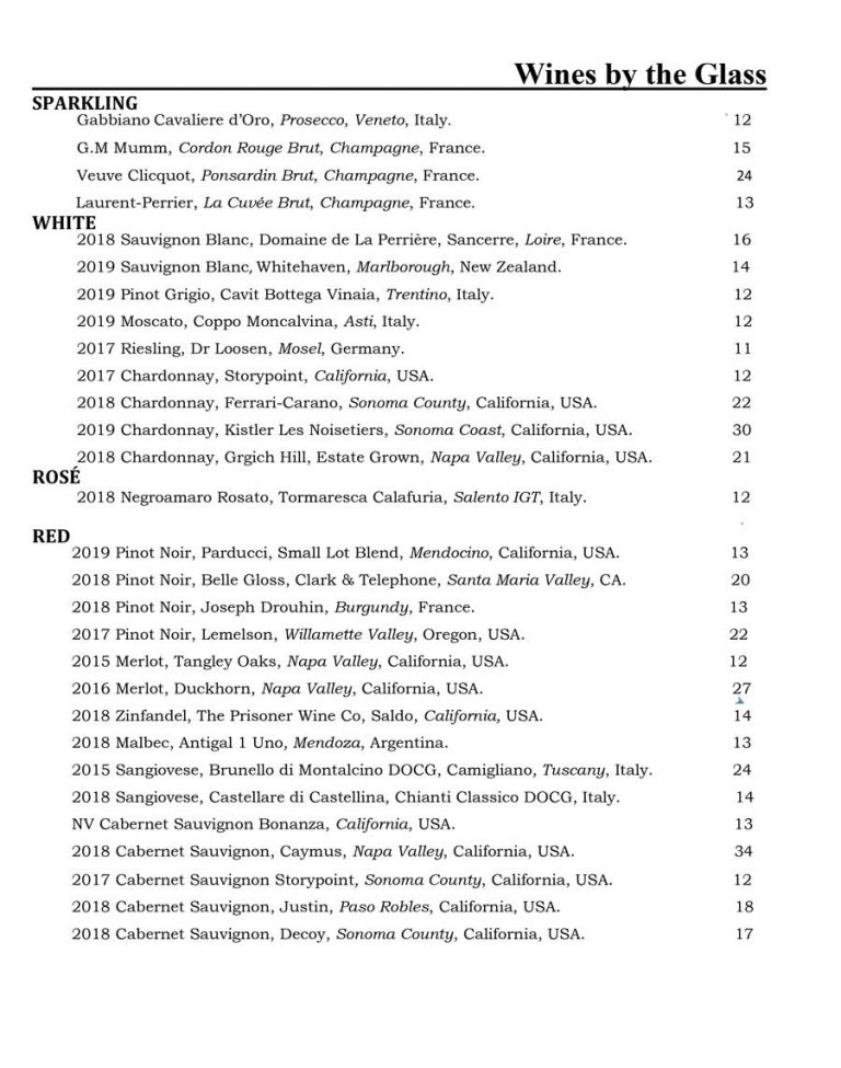 Menus | Siesta Key Summer House